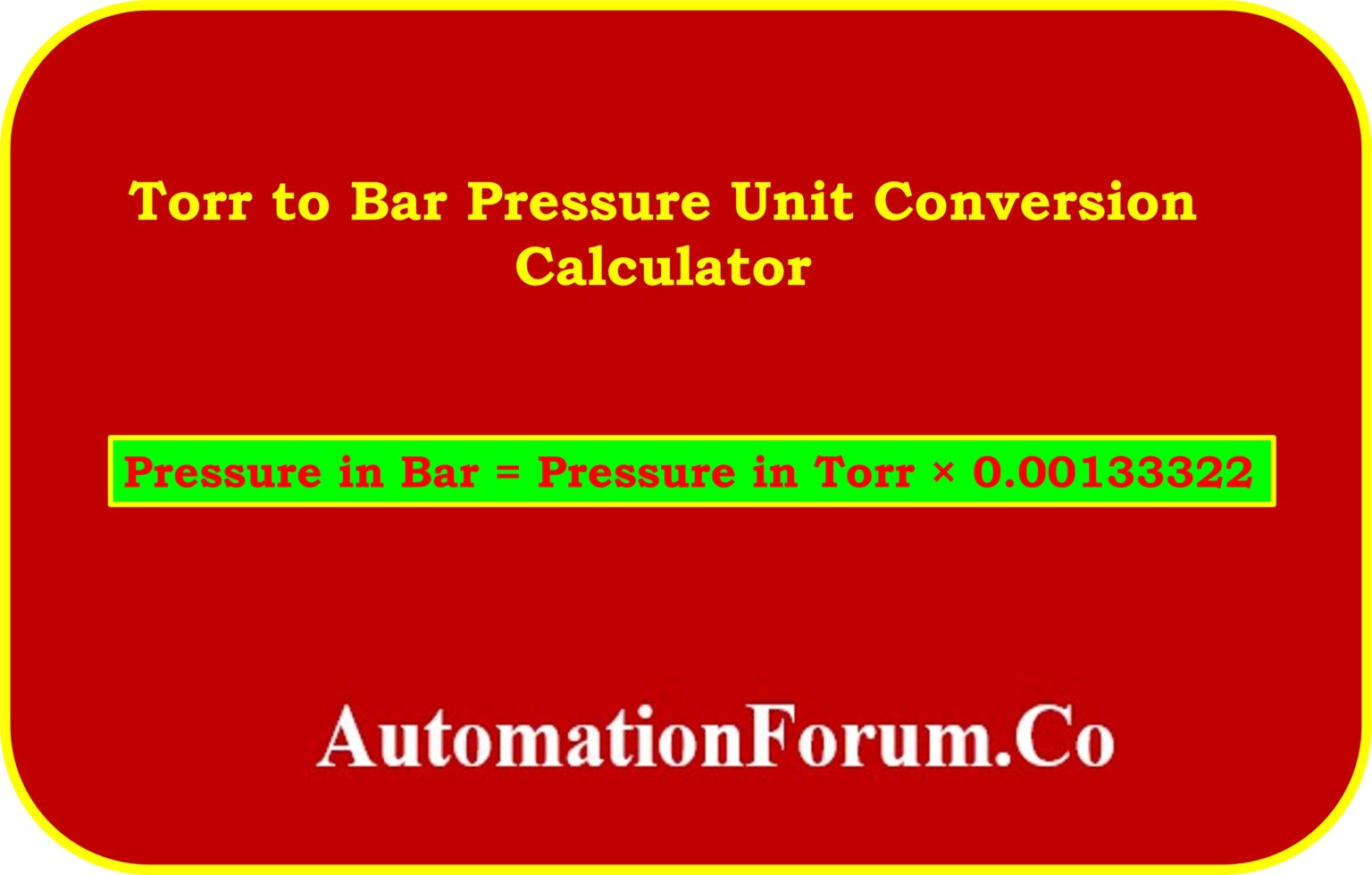 Torr to Bar Pressure Unit Conversion Calculator