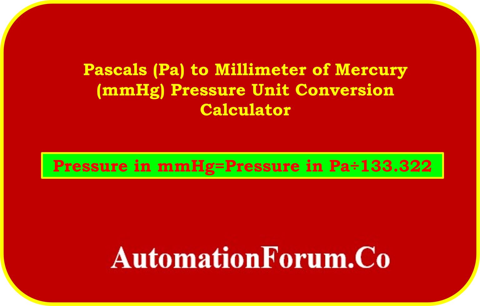Pascals (Pa) to Millimeter of Mercury (mmHg) Pressure Unit Conversion ...