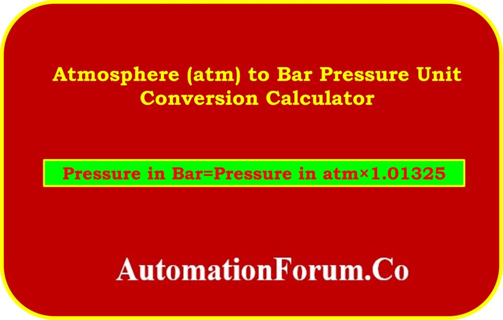 Atmosphere (atm) to Bar Pressure Unit Conversion Calculator