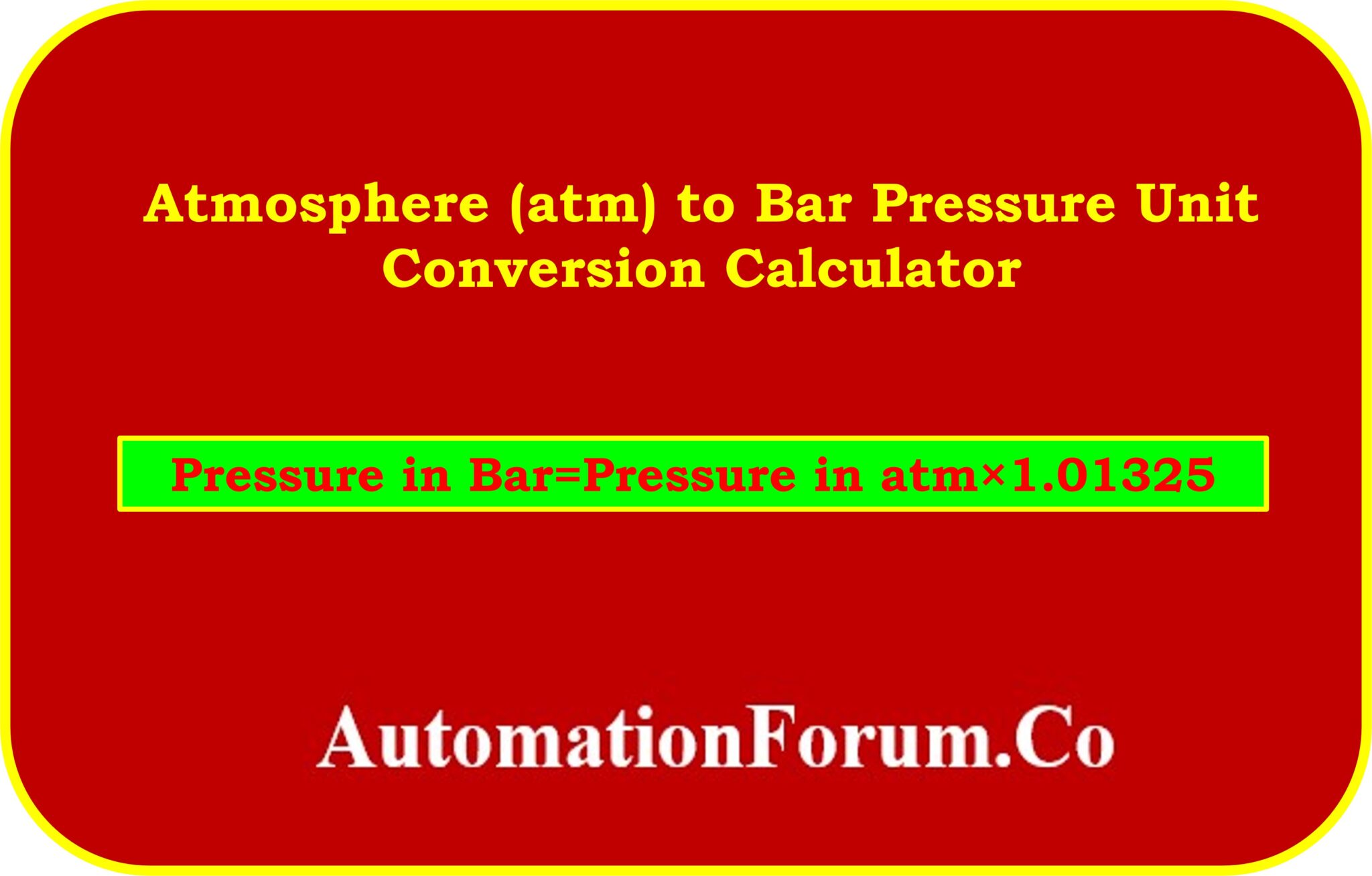 Atmosphere (atm) to Bar Pressure Unit Conversion Calculator