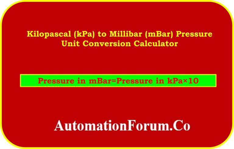 Kilopascal (kPa) to Millibar (mBar) Pressure Unit Conversion Calculator ...