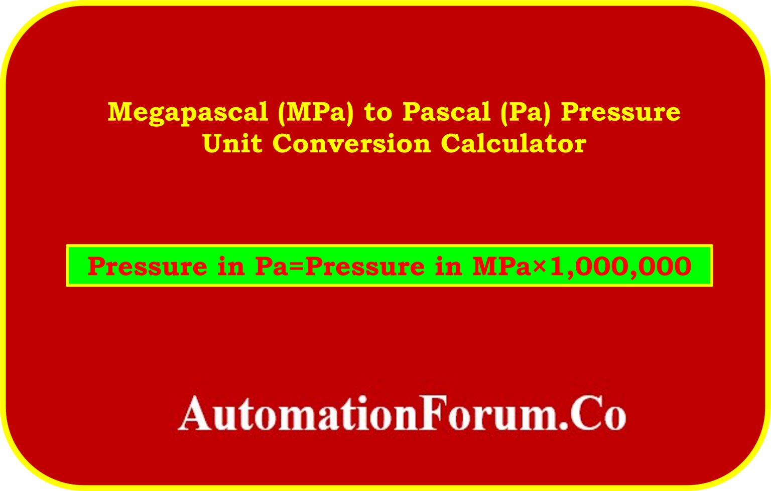 Megapascal (MPa) to Pascal (Pa) Pressure Unit Conversion Calculator