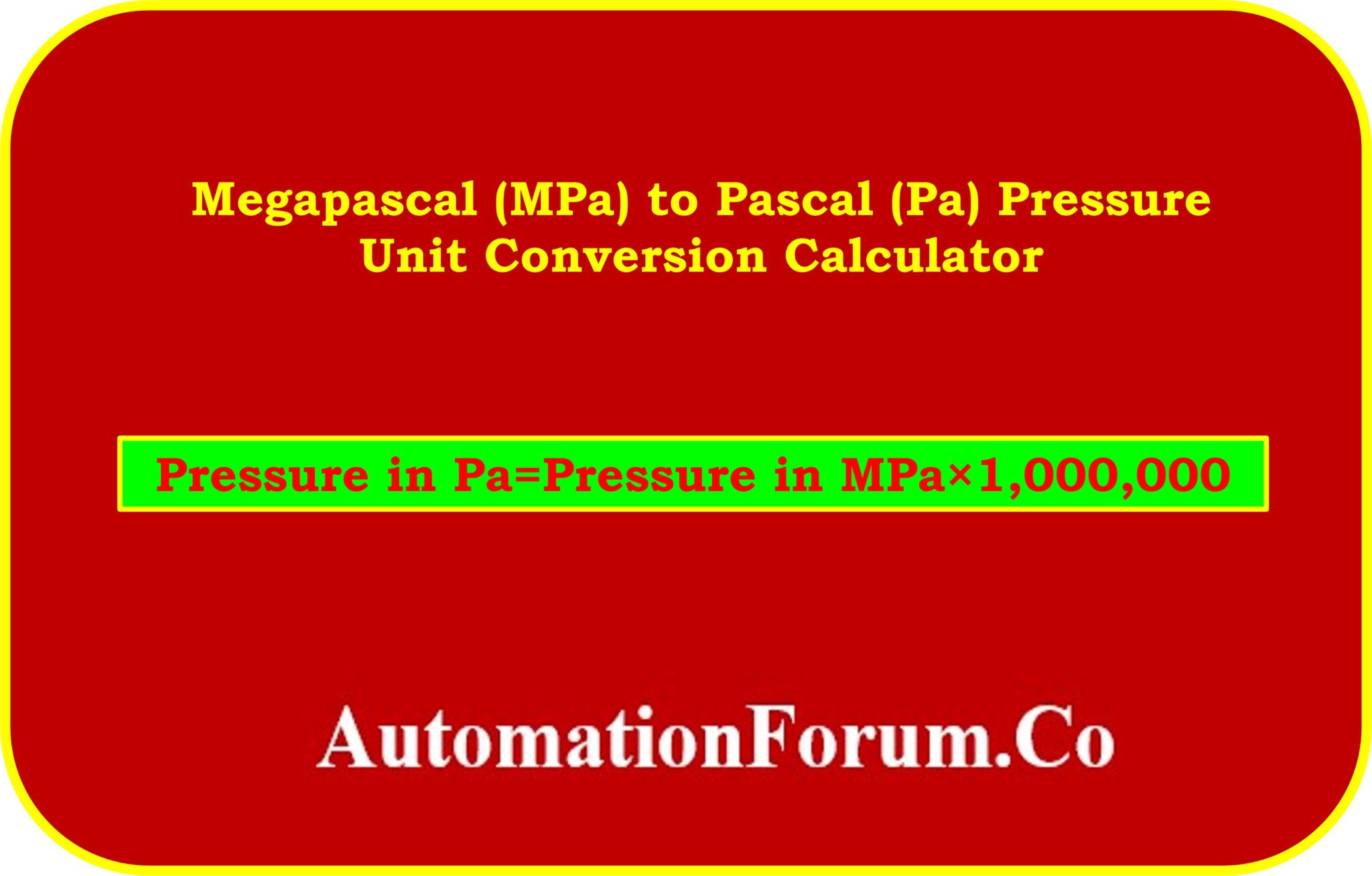 Megapascal (MPa) to Pascal (Pa) Pressure Unit Conversion Calculator