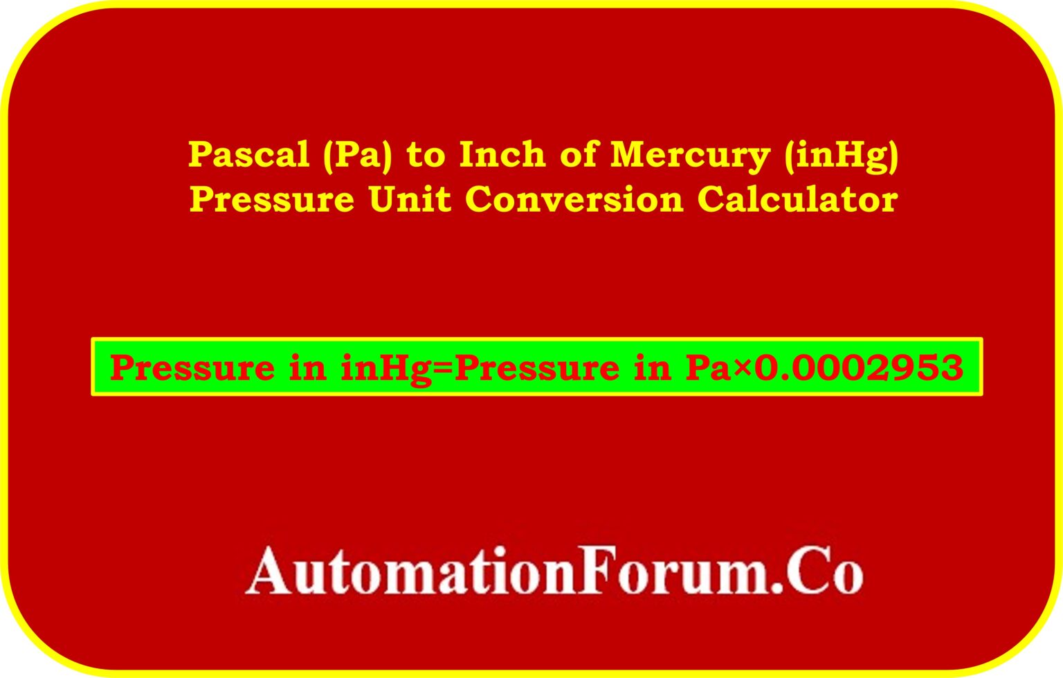 Pascal (Pa) to Inch of Mercury (inHg) Pressure Unit Conversion ...