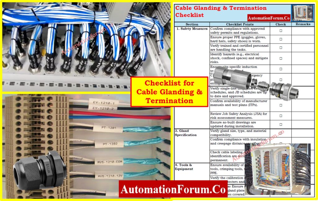 Checklist for Cable Glanding & Termination 1 | Instrumentation and ...