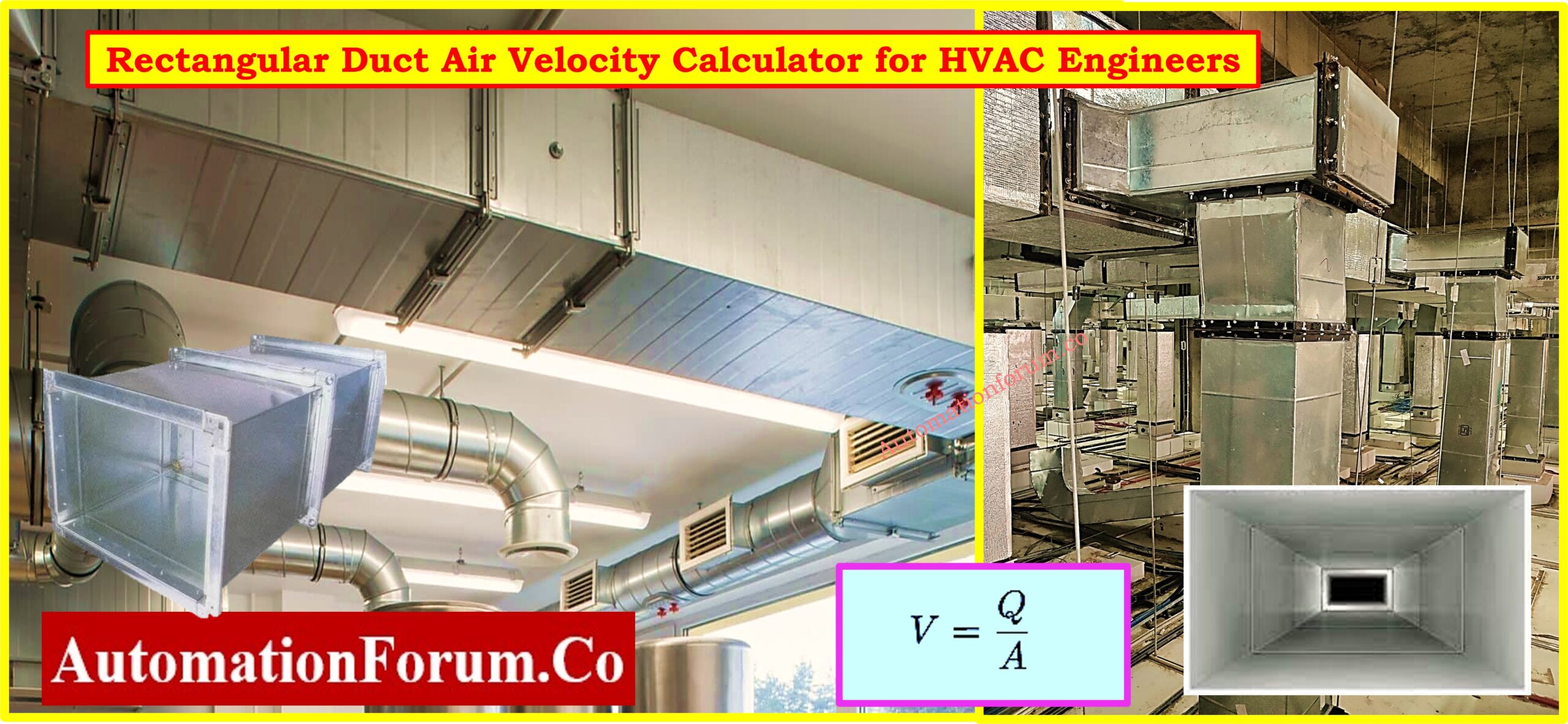 Rectangular Duct Air Velocity Calculator for HVAC Engineers