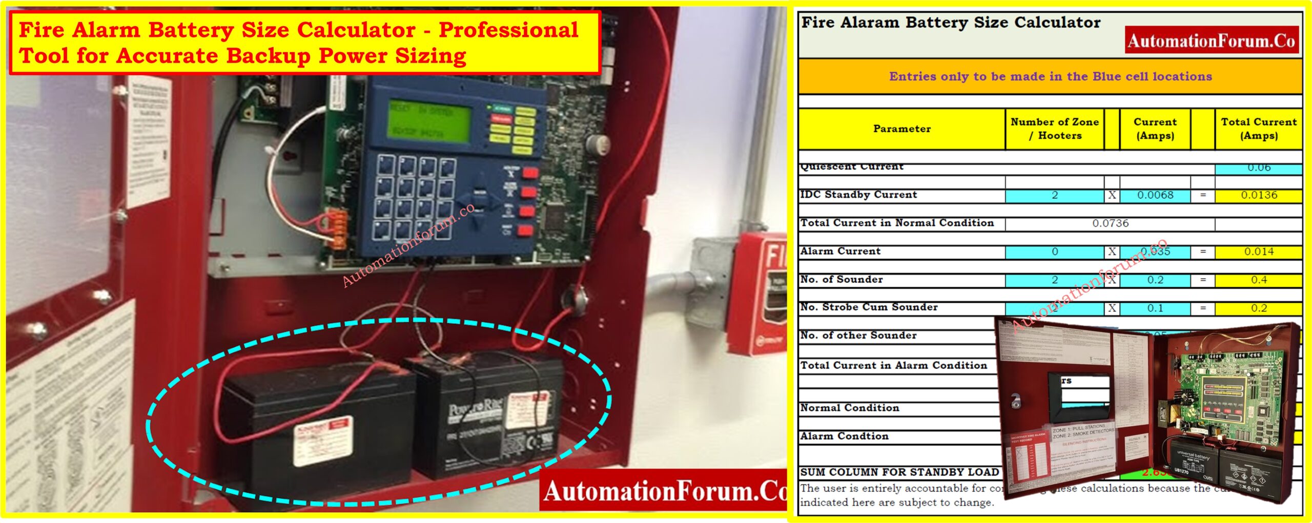 Fire Alarm Battery Size Calculator - Excel Tool for NFPA, BS 5839, IS 2189