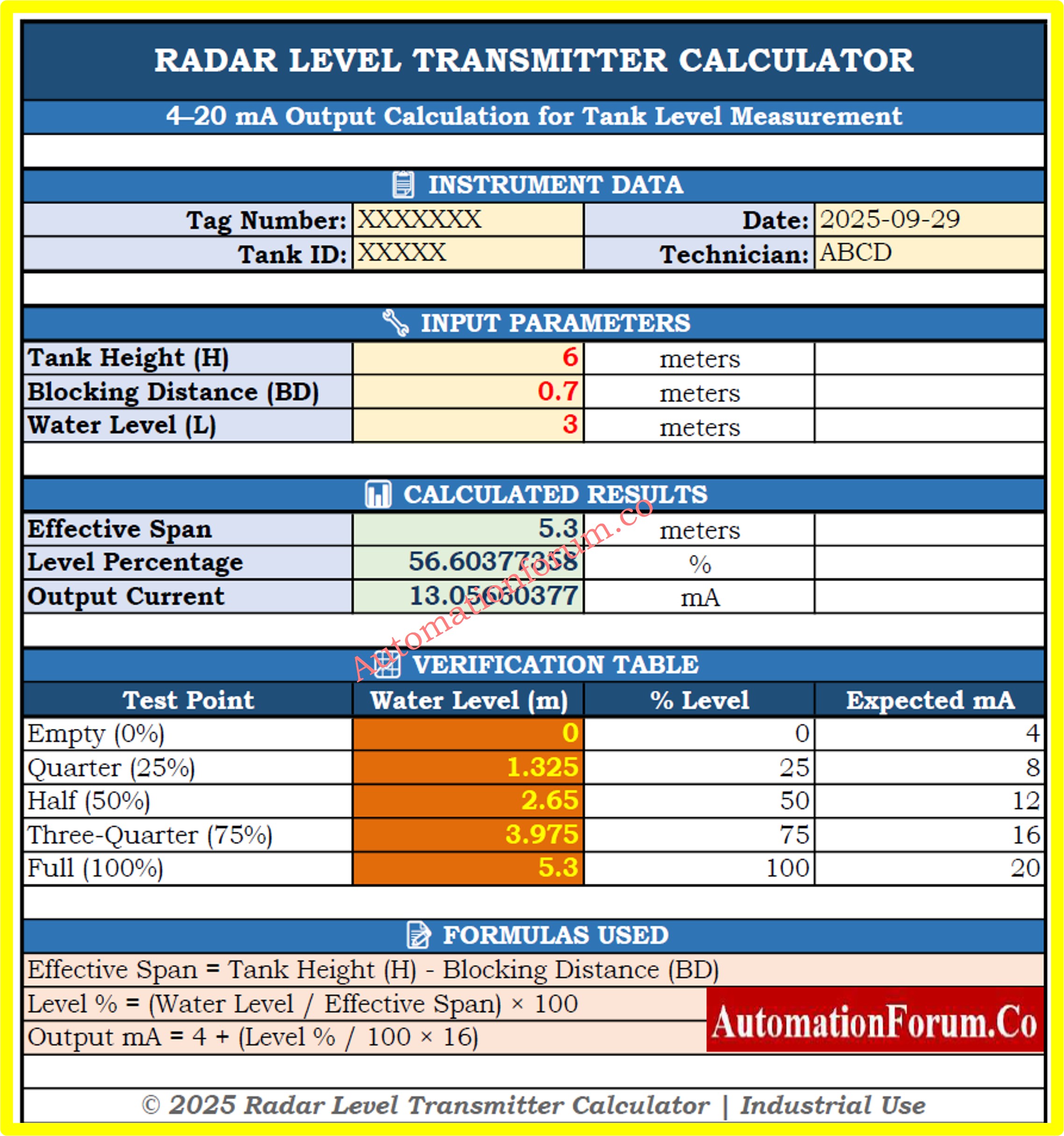 Radar Level Transmitter Calculator for Tank level Measurement 3 ...