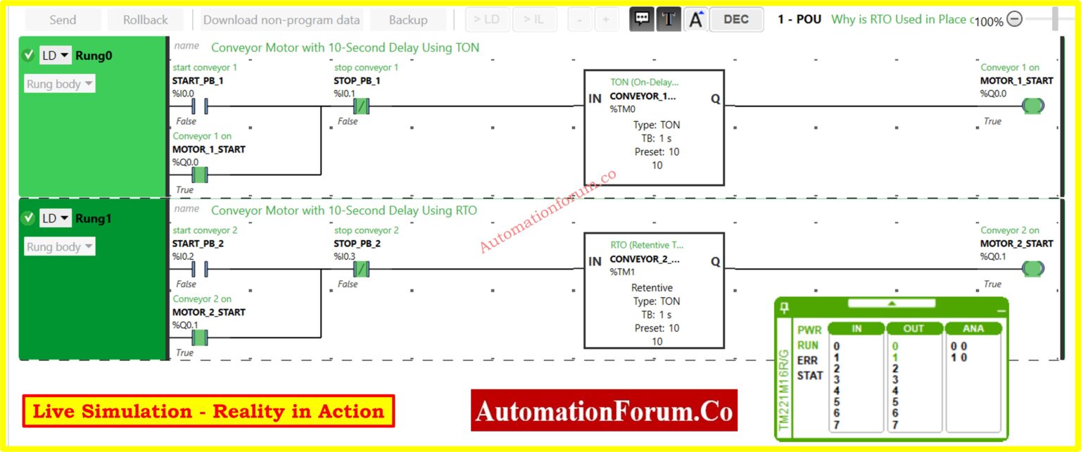 Why RTO is Preferred Over TON Timer in PLC Programs | Industrial Automation