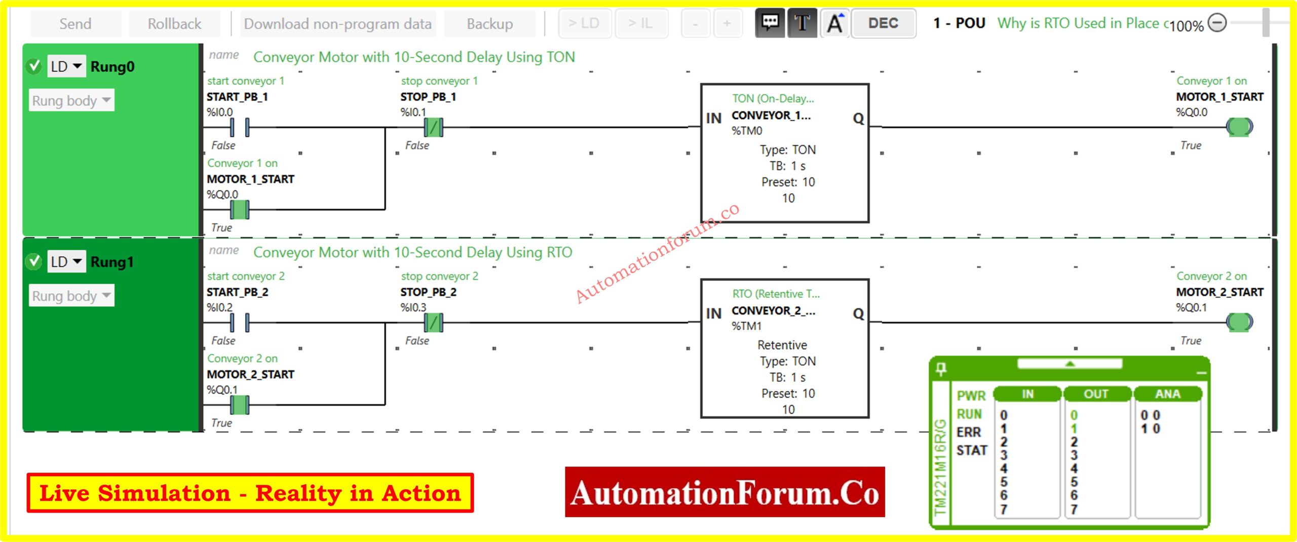 Why is RTO Used in Place of TON Timer in PLC Program 4 ...