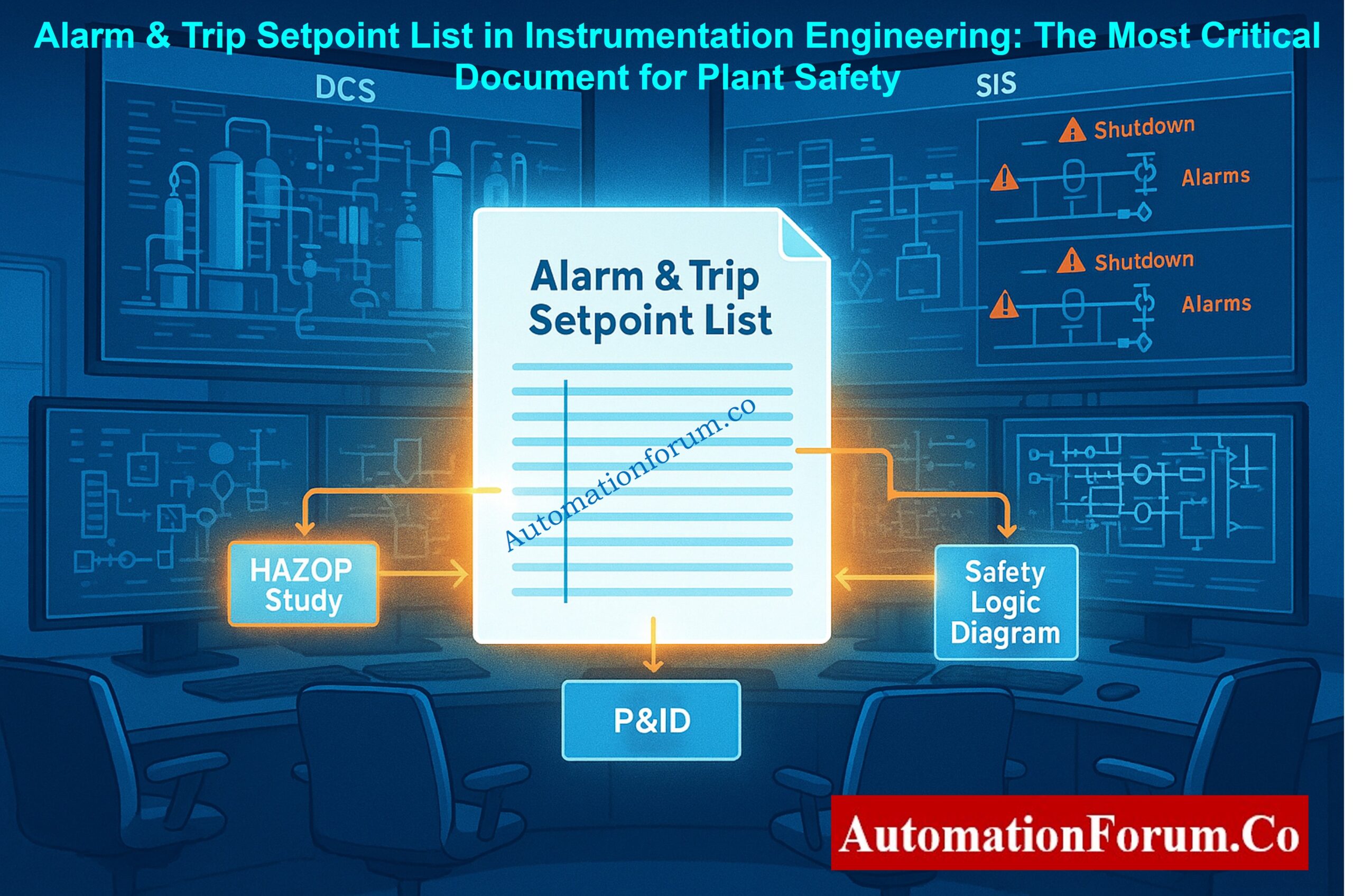 Alarm & Trip Setpoint List in Instrumentation Engineering | Complete Safety & DCS–SIS Guide