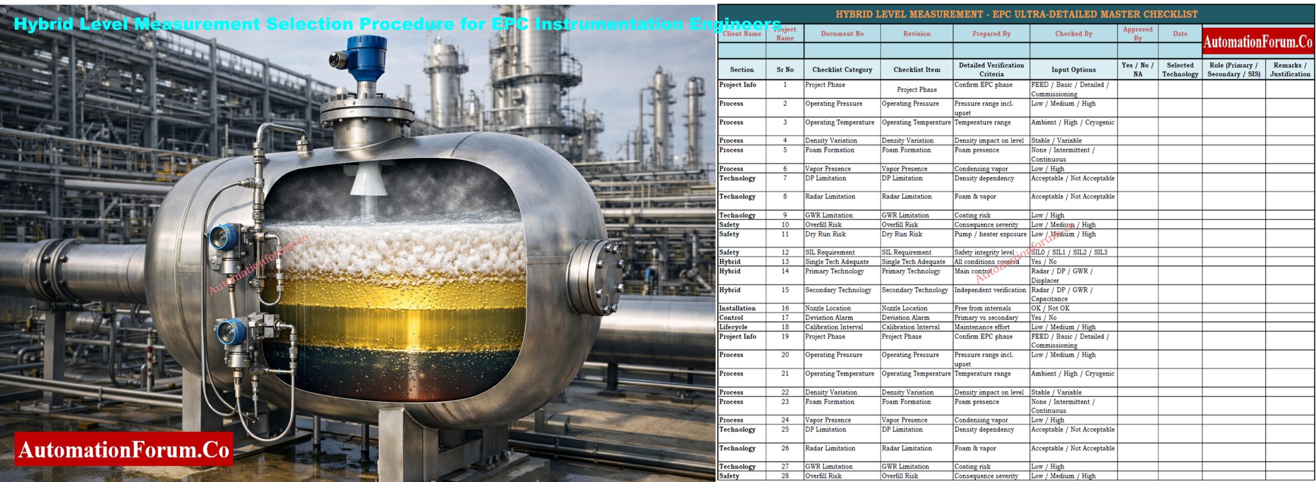 Hybrid Level Measurement Selection Procedure for EPC Engineers