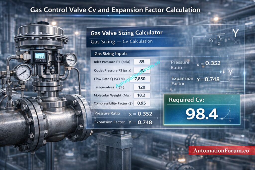 Control Valve Sizing Calculator – ISA S75.01 Cv Guide
