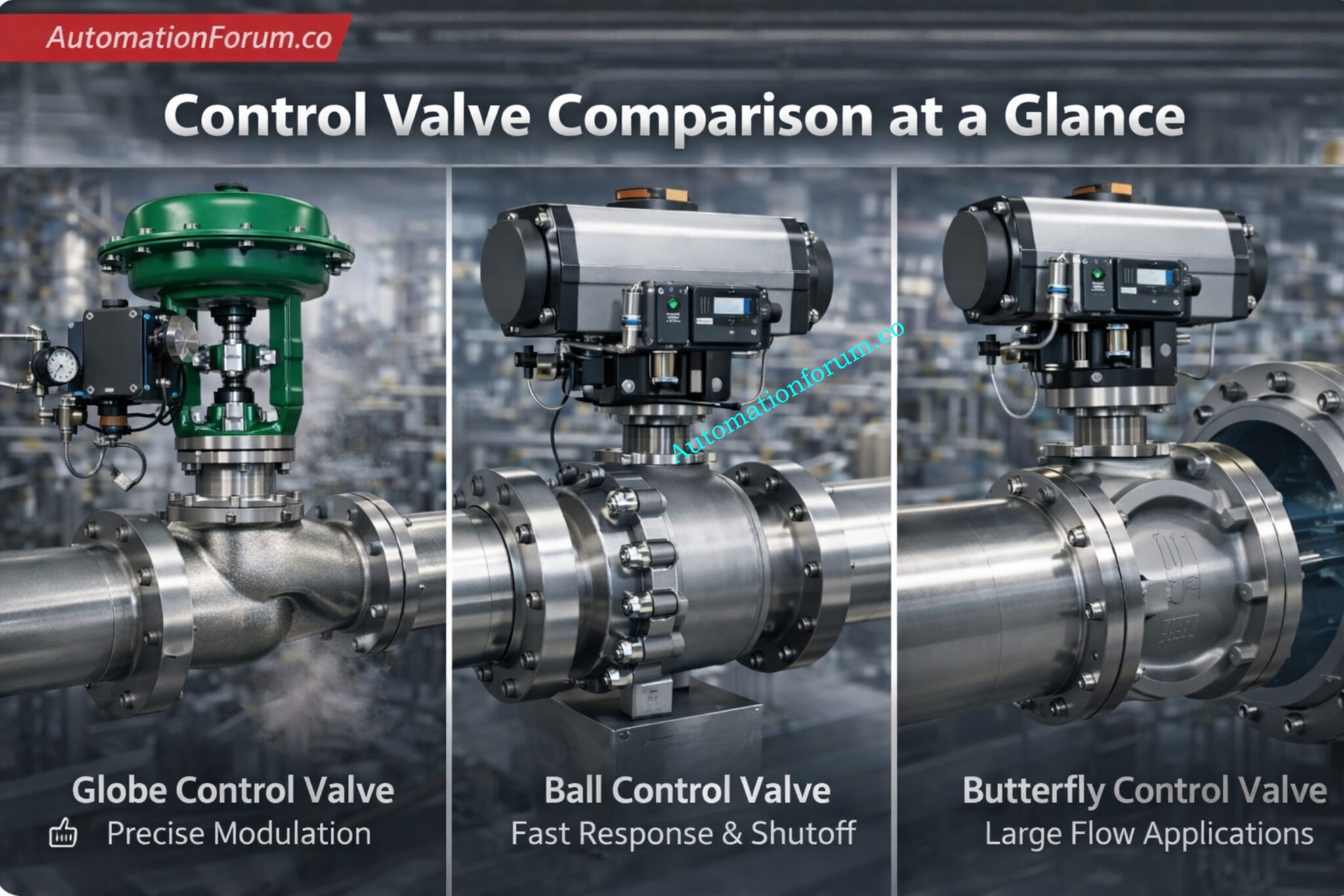 Globe vs Ball vs Butterfly Valve | Complete Control Valve Comparison Guide