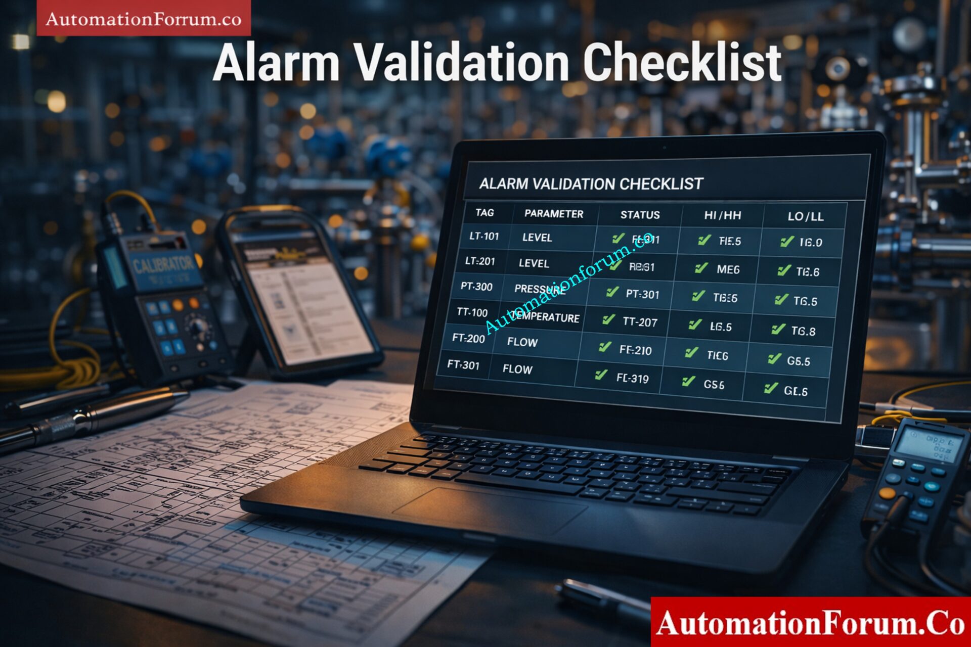 Alarm Setpoint Field Validation Checklist for Process Instruments ...