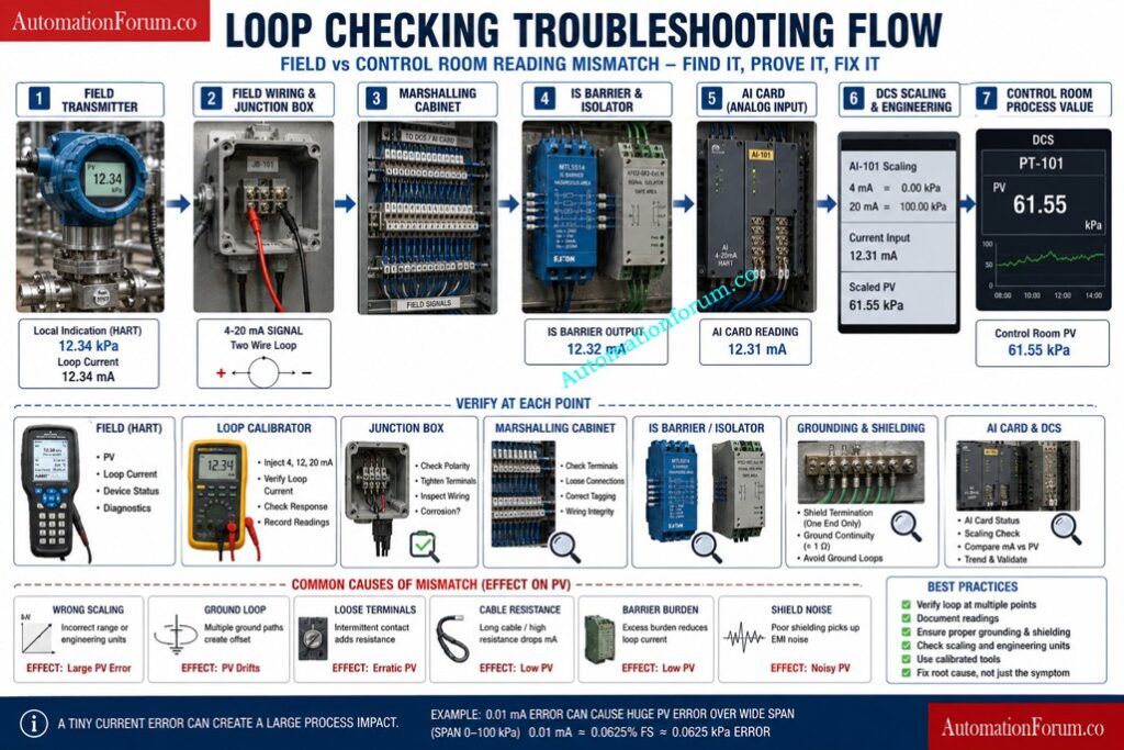 Loop Checking Field vs Control Room Reading Mismatch Explained